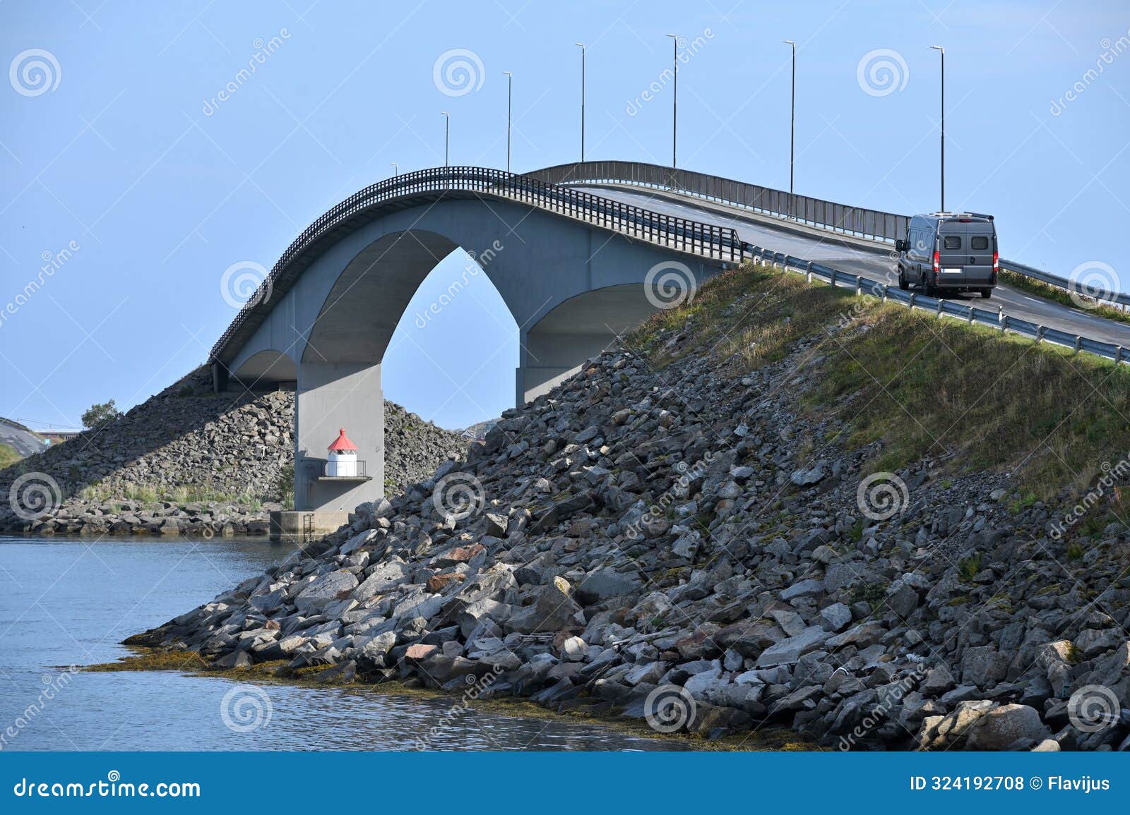 Camper Car is Driving on the Curved Bridge Stock Photo - Image of ...