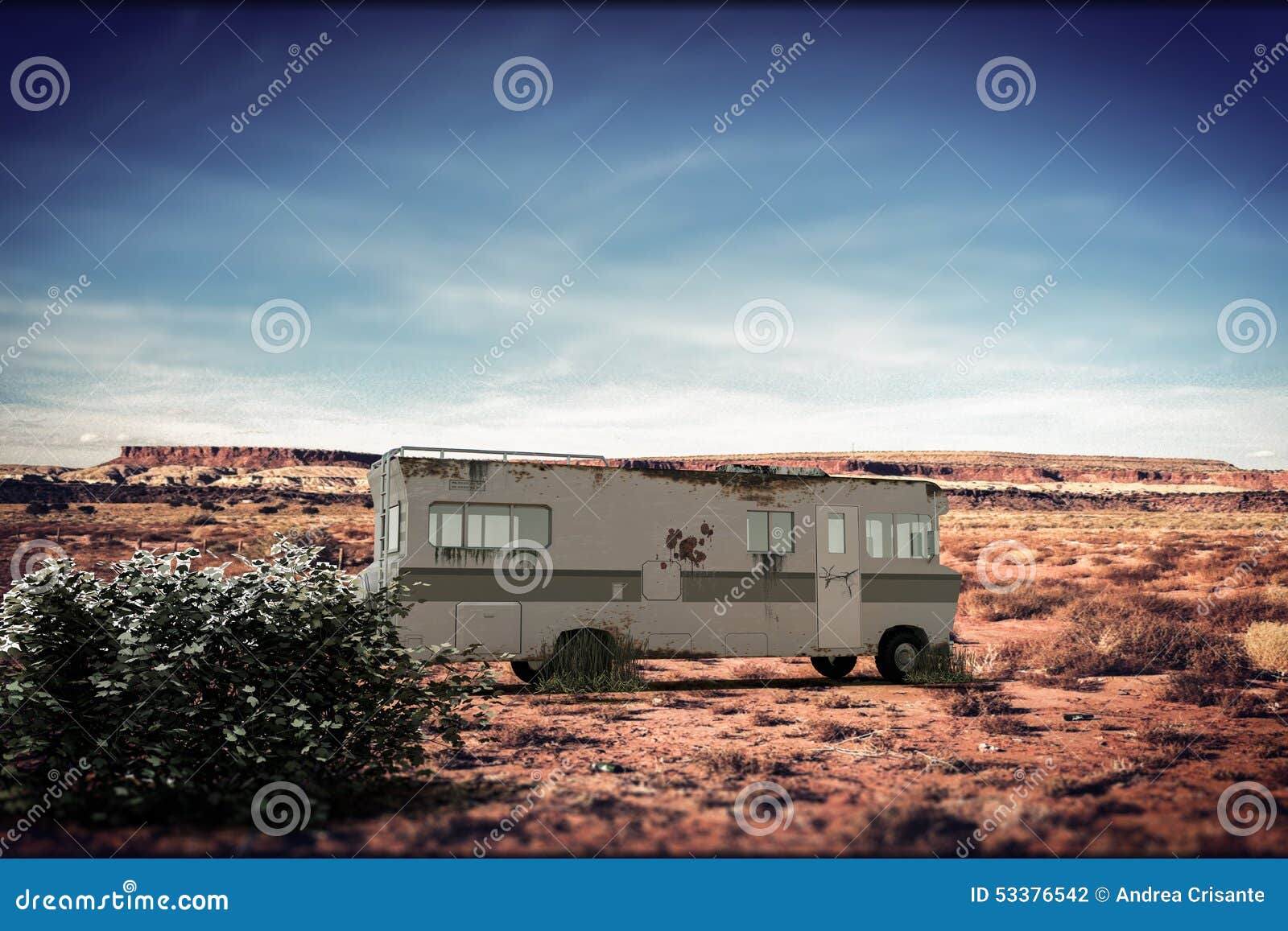 Camper in the desert stock illustration. Illustration of camper - 53376542