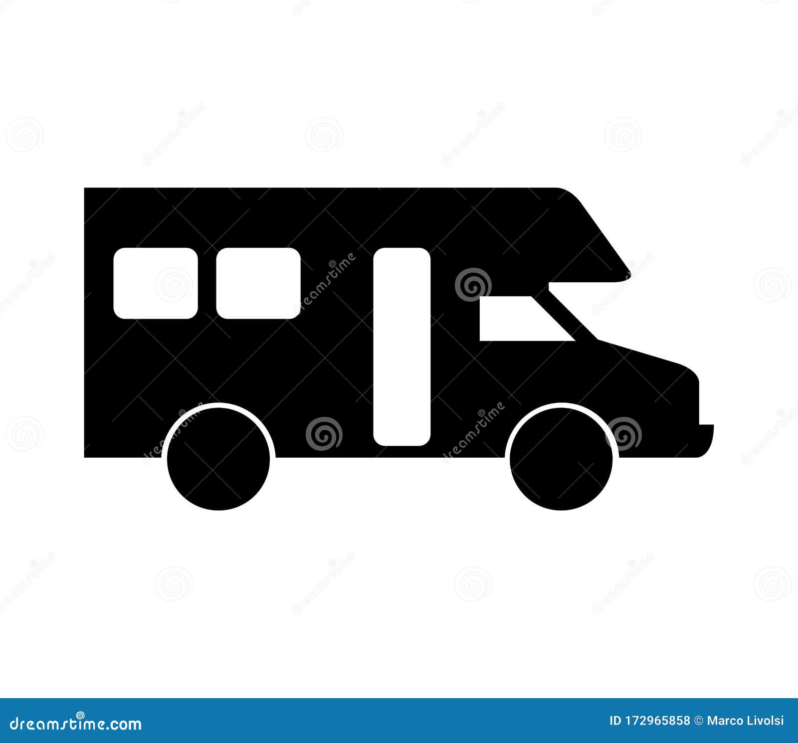 Camper Icon, Black Isolated On White Background, Vector Illustration ...