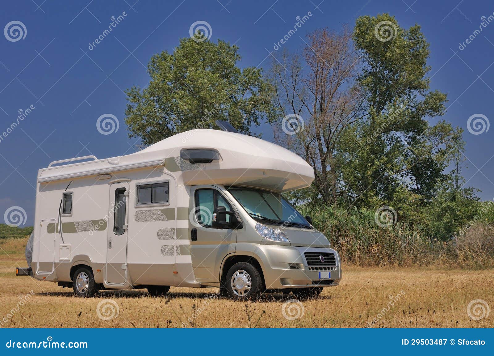 Camper Parked in a Countryside Stock Image - Image of recreation ...