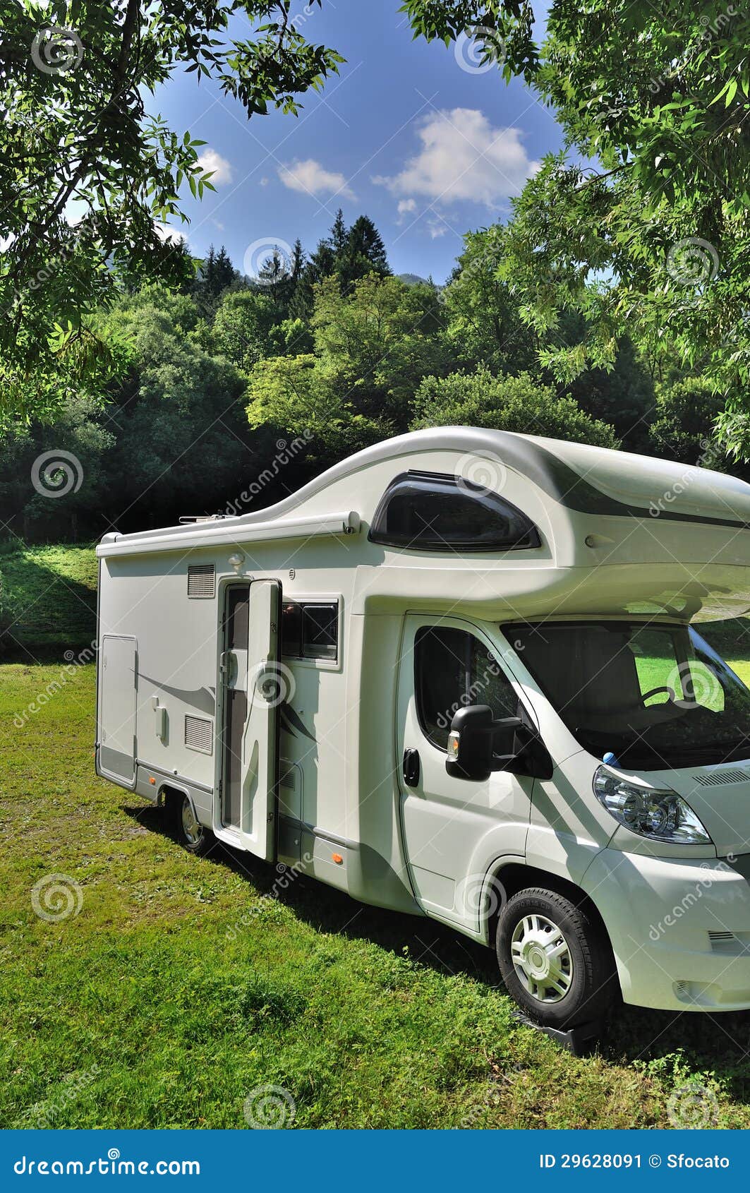 Camper Parked in a Countryside Stock Image - Image of motor, parking ...