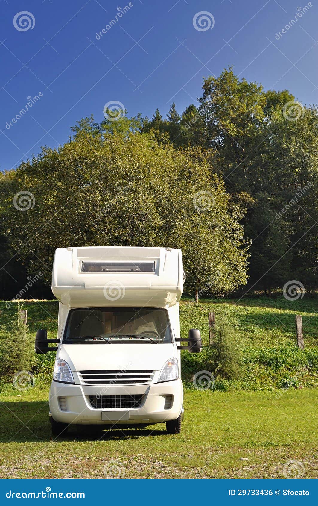 Camper Parked in a Countryside Stock Photo - Image of recreation ...