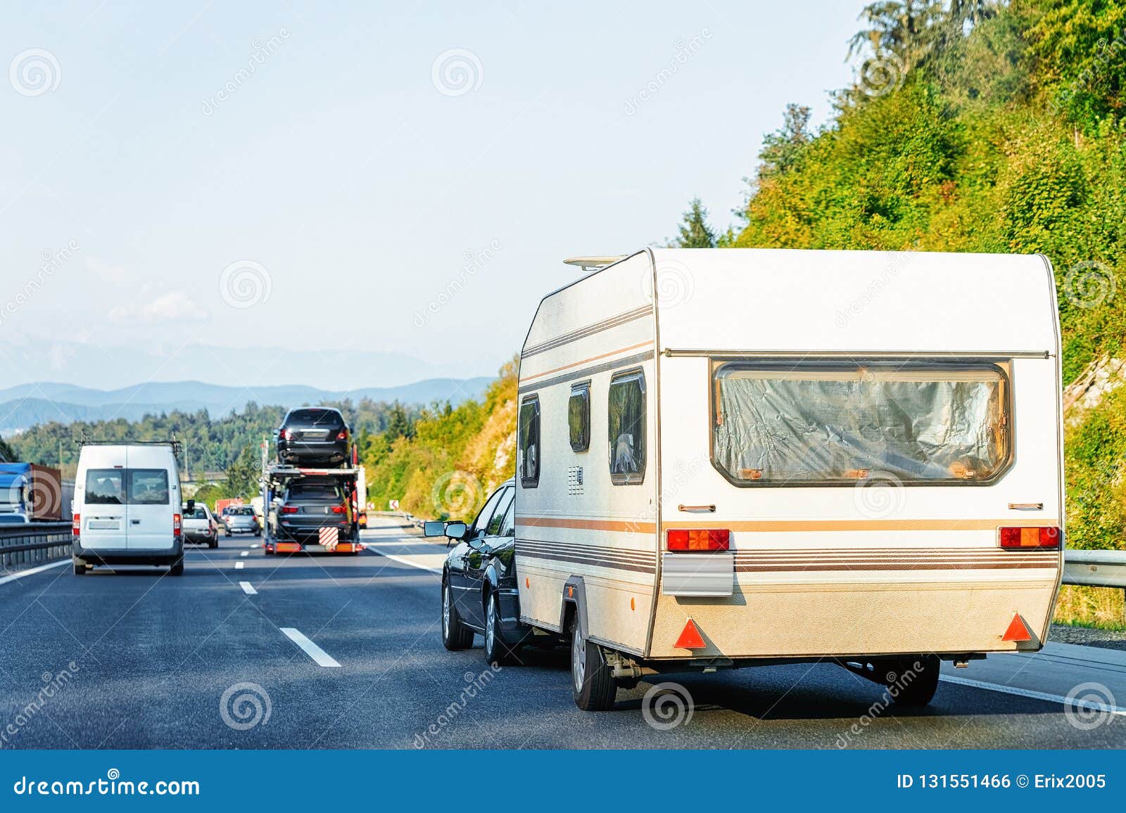 Camper Rv on the Highway Road Stock Photo - Image of motor, camper ...