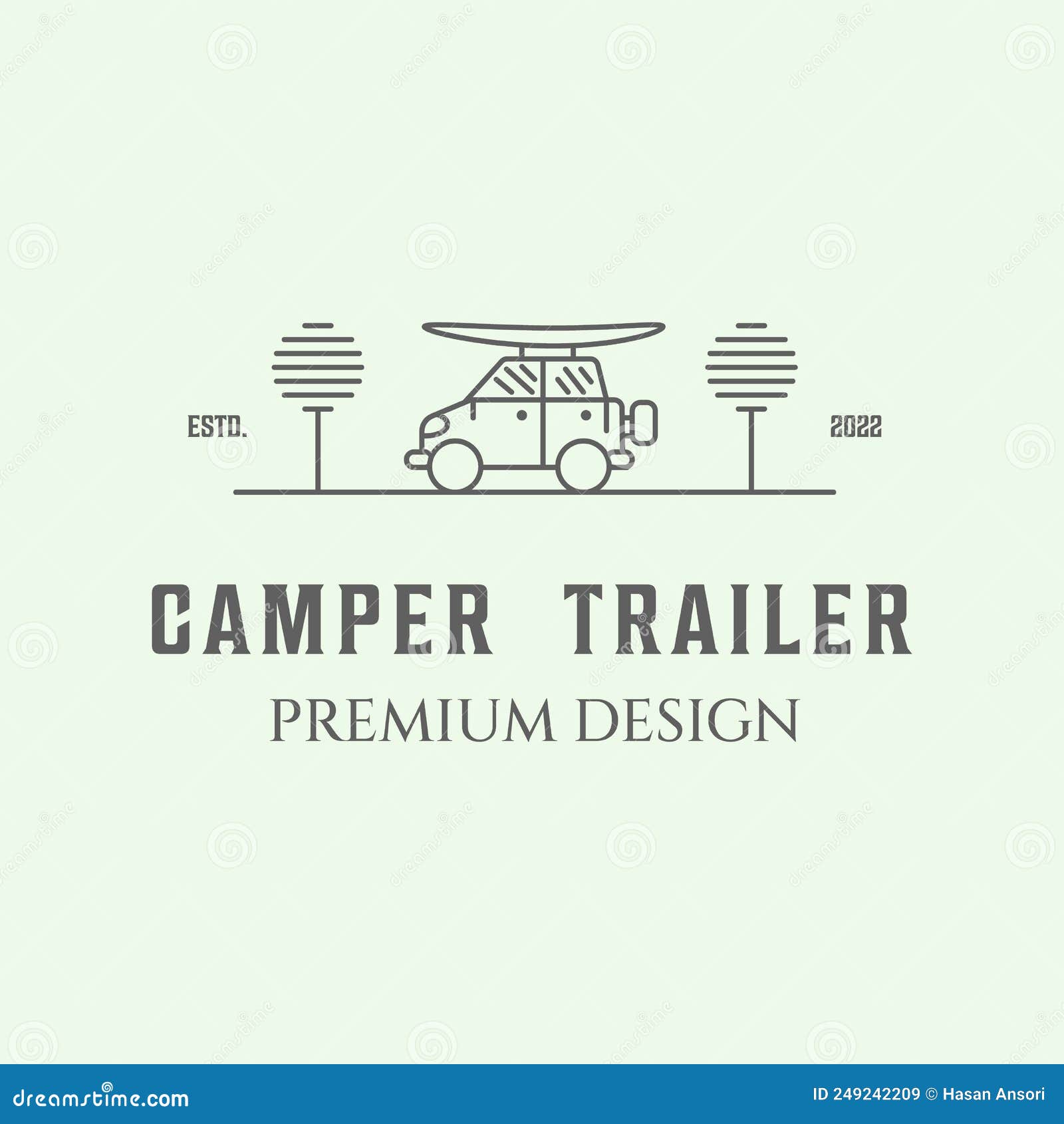 Camper Trailer Icon Logo Line Art Minimalist Vector Illustration Design ...