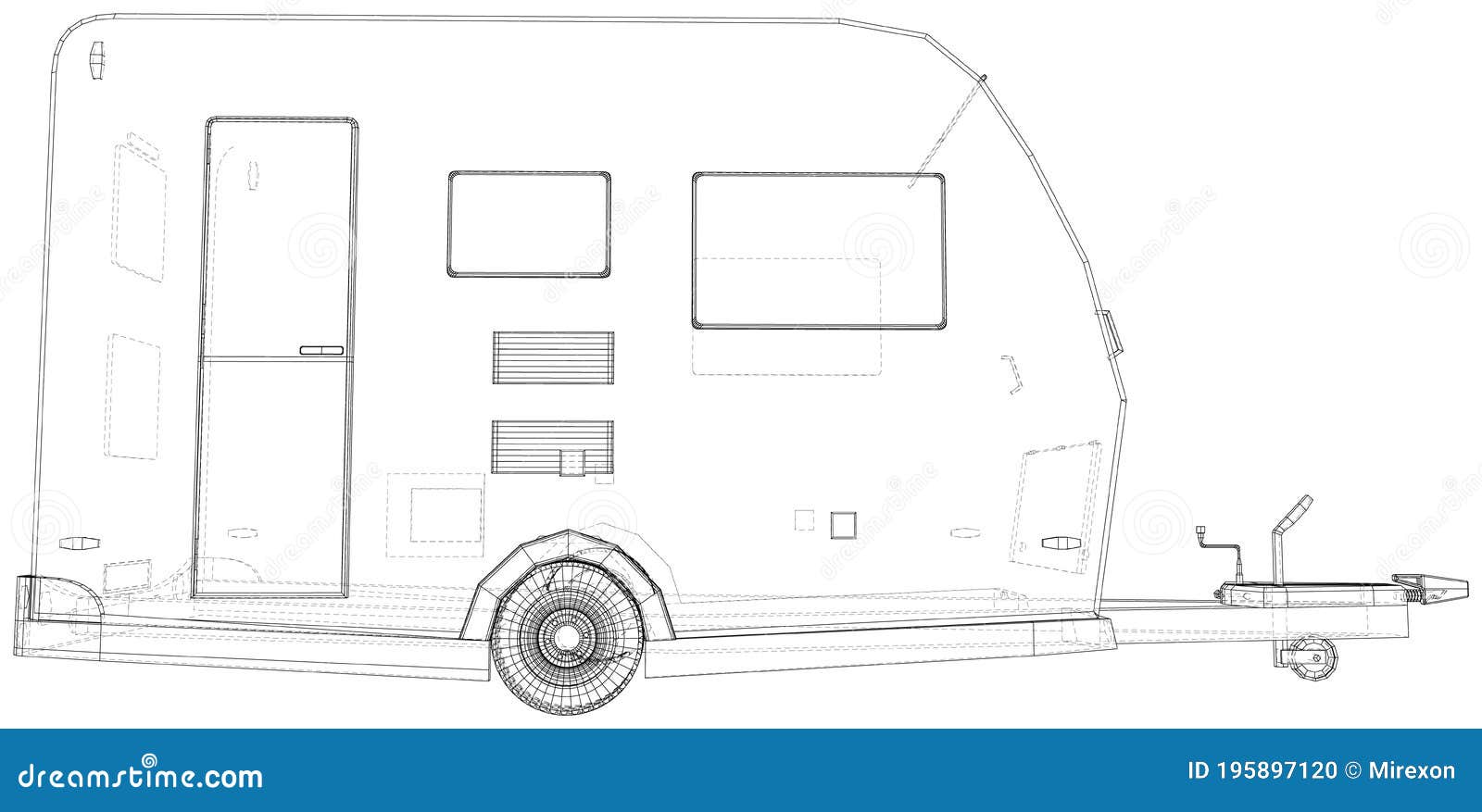 Caravan Car Line Icon Concept. Caravan Car Flat Vector Symbol, Sign ...