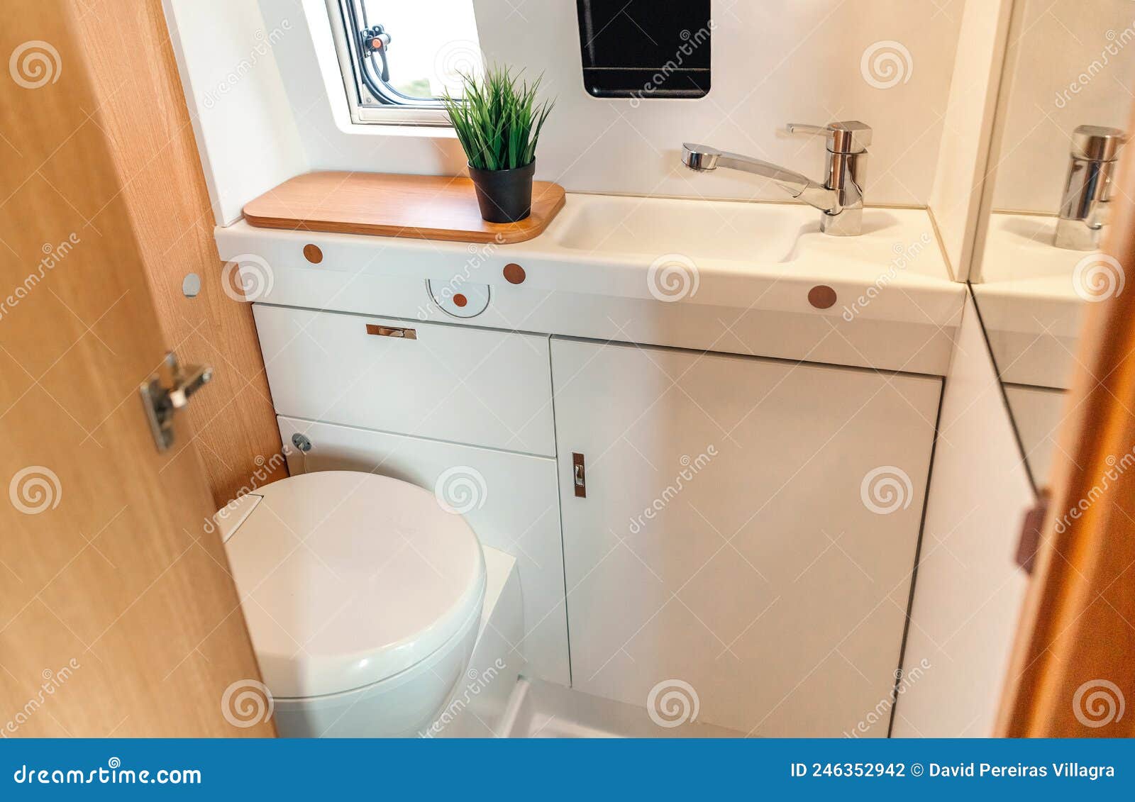 Camper Van Bathroom Interior with Toilet Stock Photo - Image of tidy ...