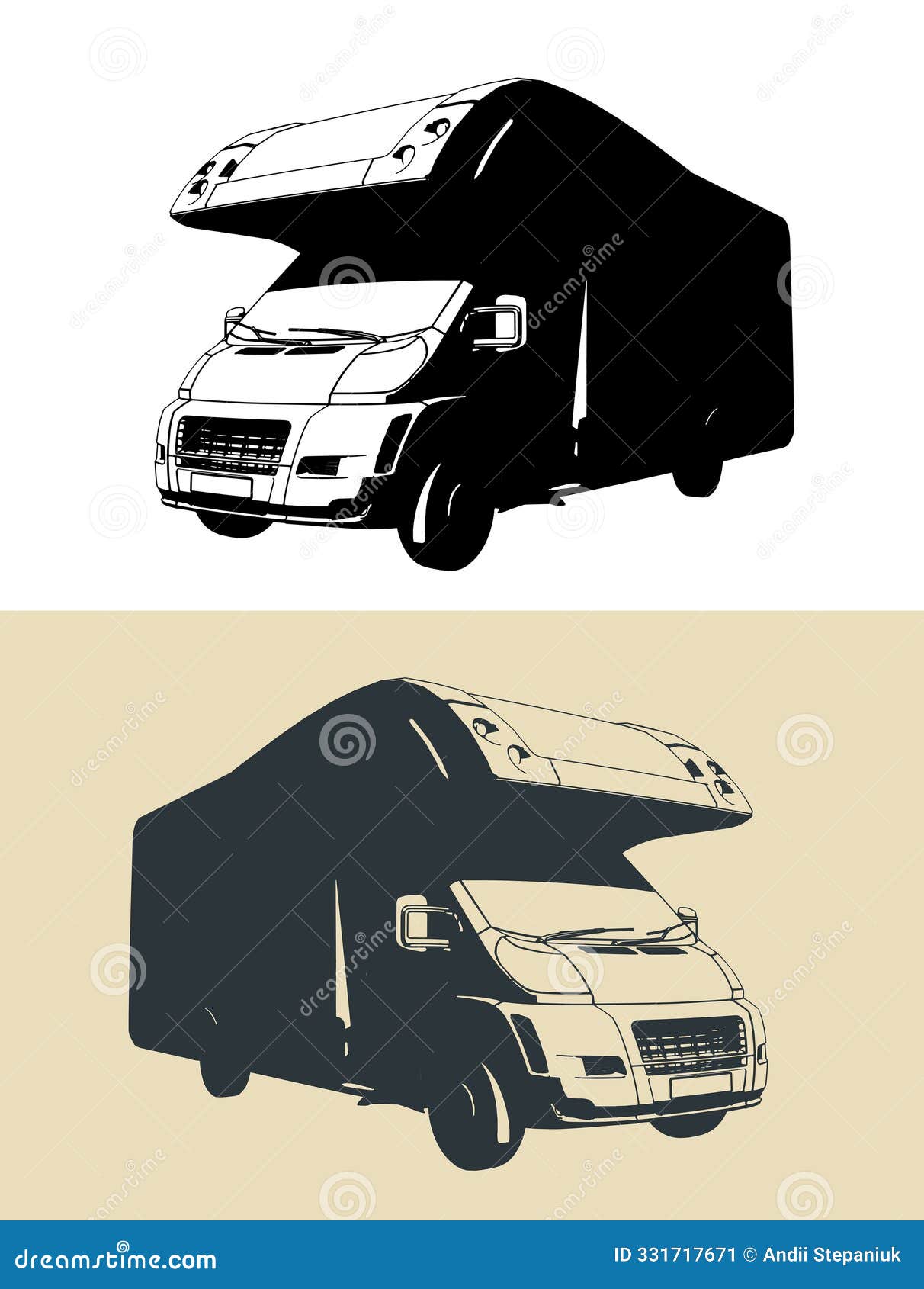 Stylized Camper Van Side View Stock Illustration | CartoonDealer.com ...