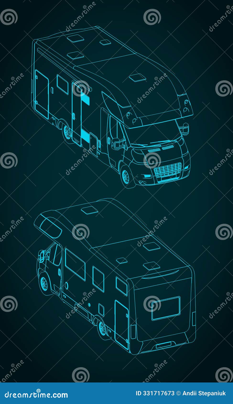 Stylized Camper Van Side View Stock Illustration | CartoonDealer.com ...