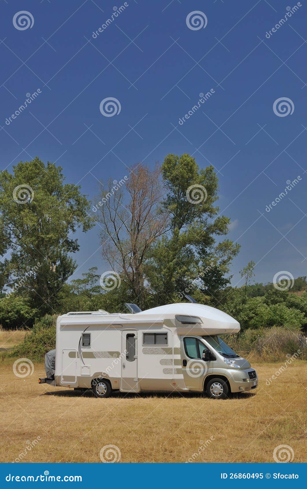 Camper Van Parked in a Countryside Stock Image - Image of mobile ...