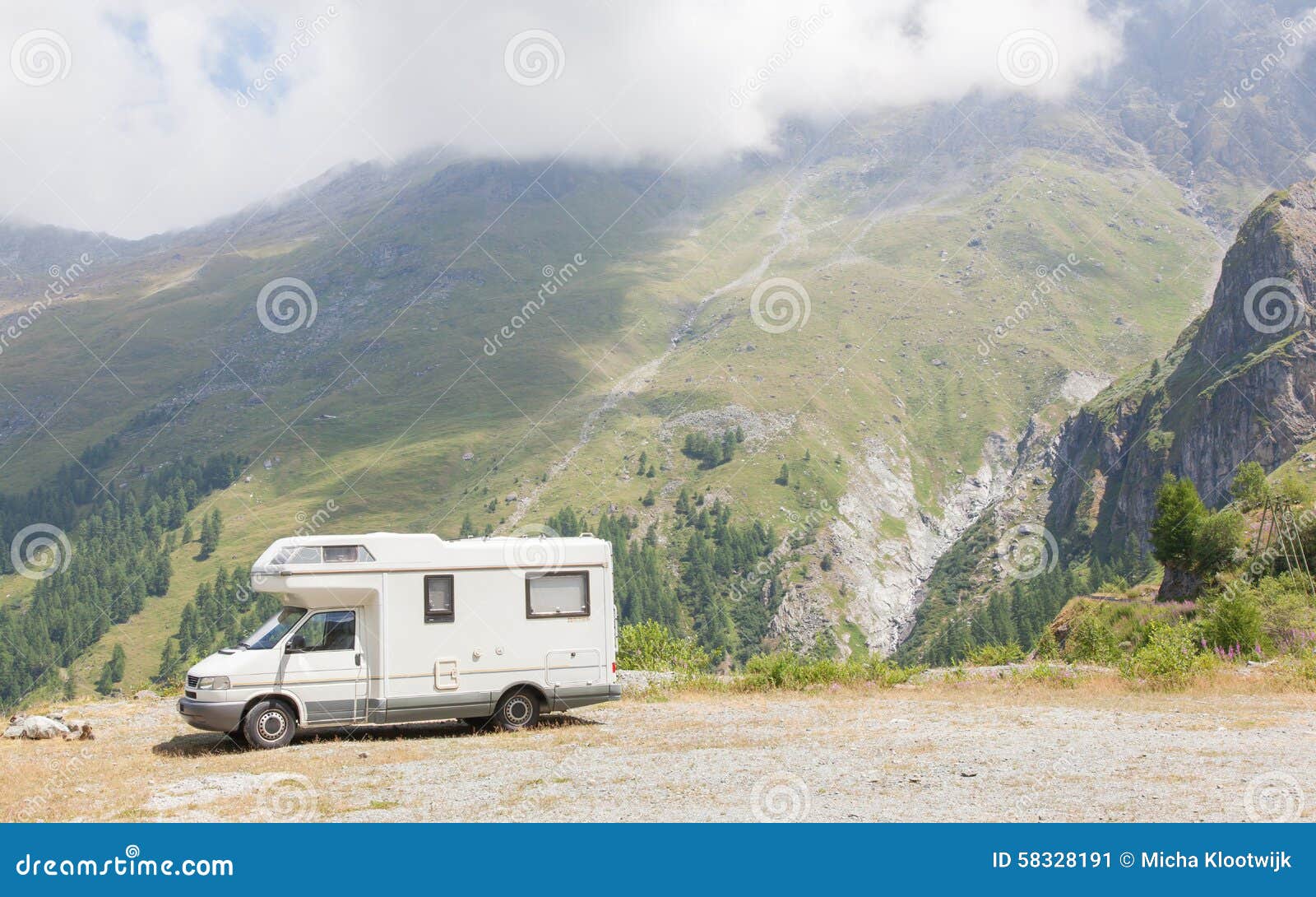 Camper Van Parked High in the Mountains Stock Image - Image of vehicle ...