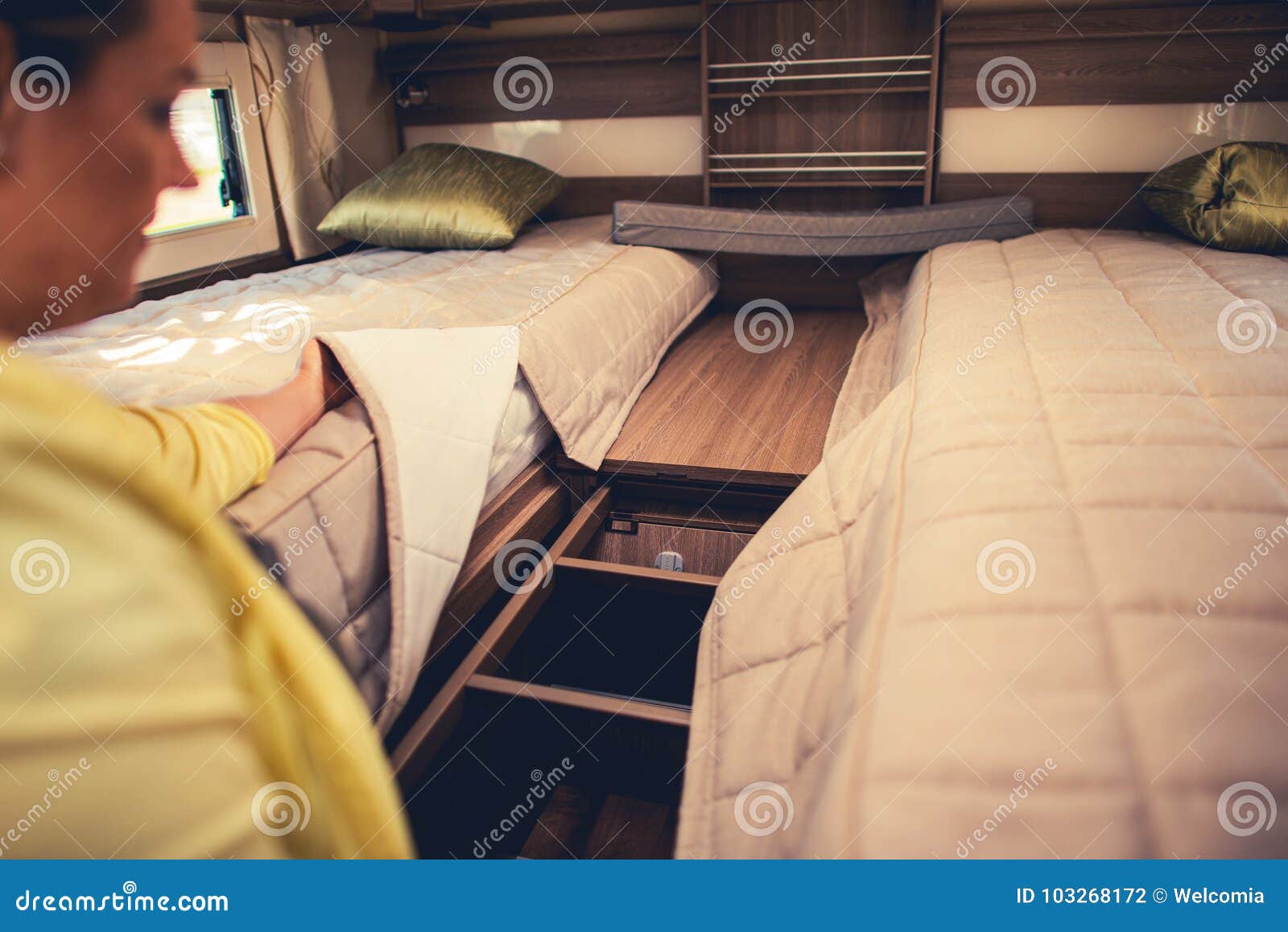 Camper Van Sleeping Beds stock photo. Image of preparing - 103268172