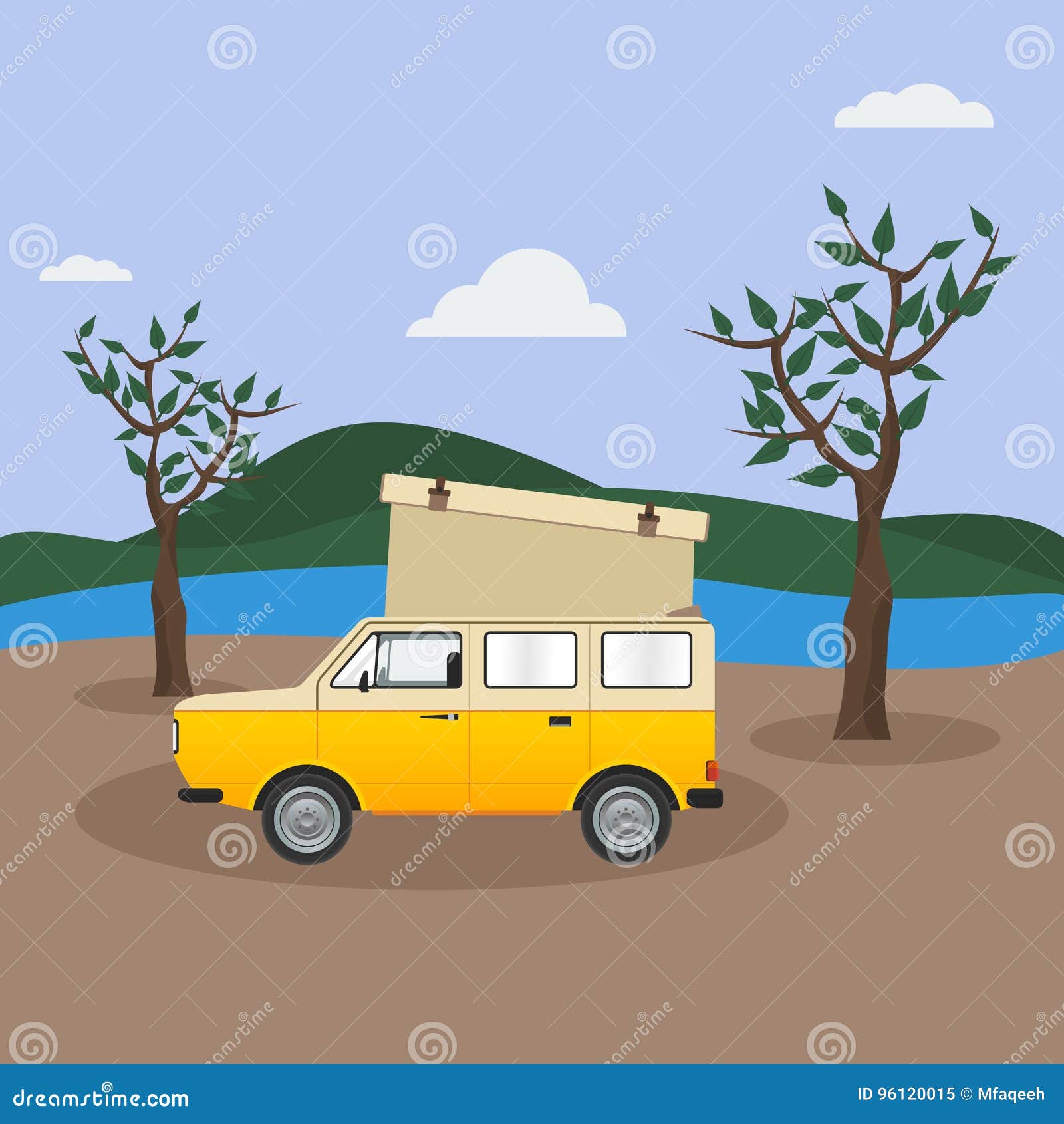 Camper Van on Vacation Vector Illustration Stock Vector - Illustration ...
