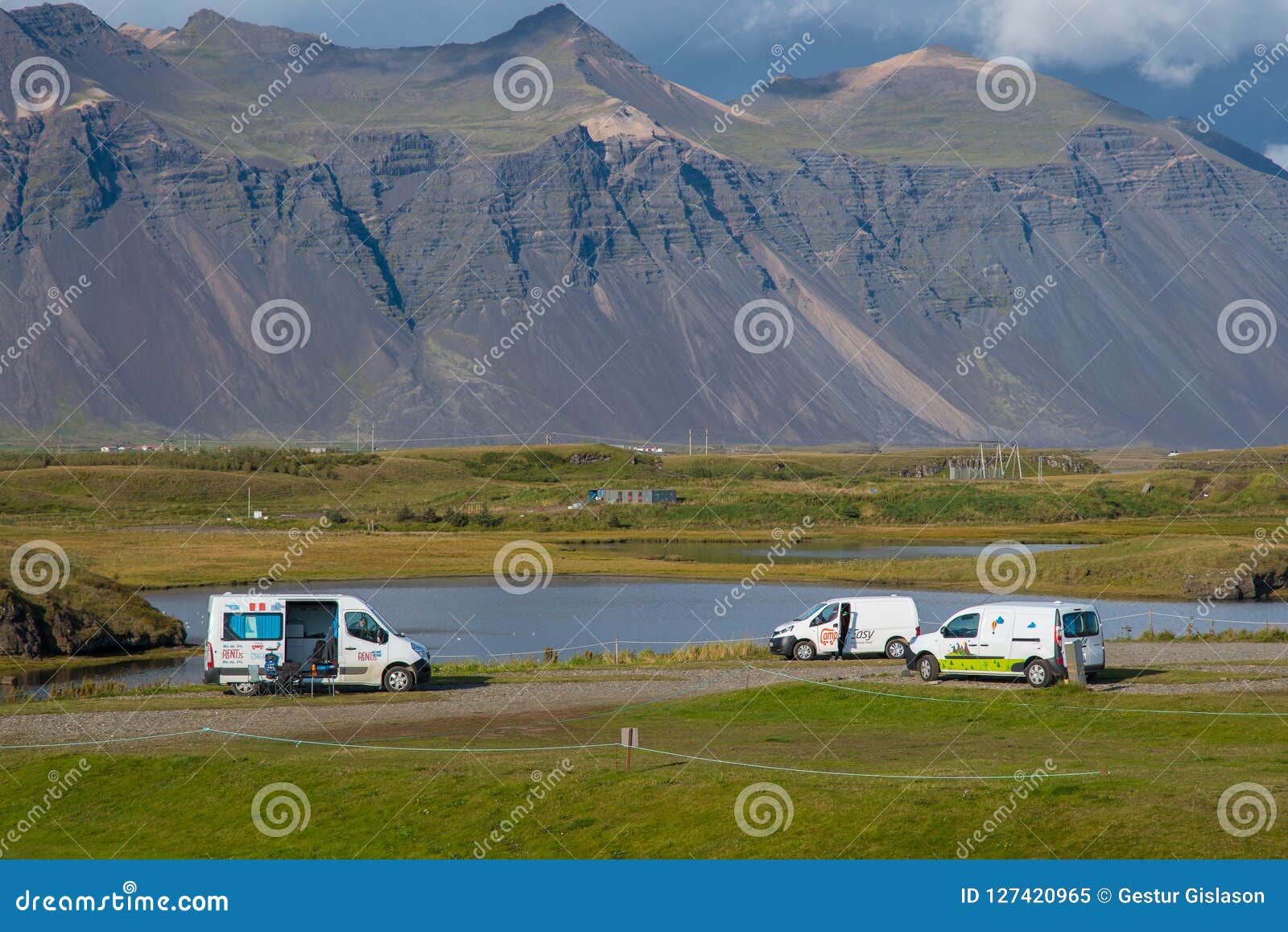 Camper Vans at the Campsite Editorial Image - Image of europe, hofn ...