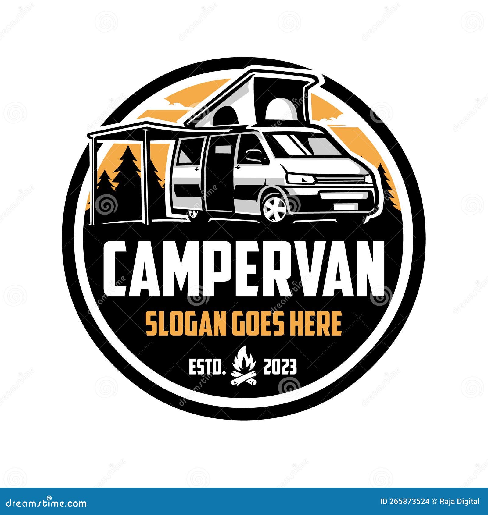 Campervan Car Circle Emblem Logo Design Vector | CartoonDealer.com ...