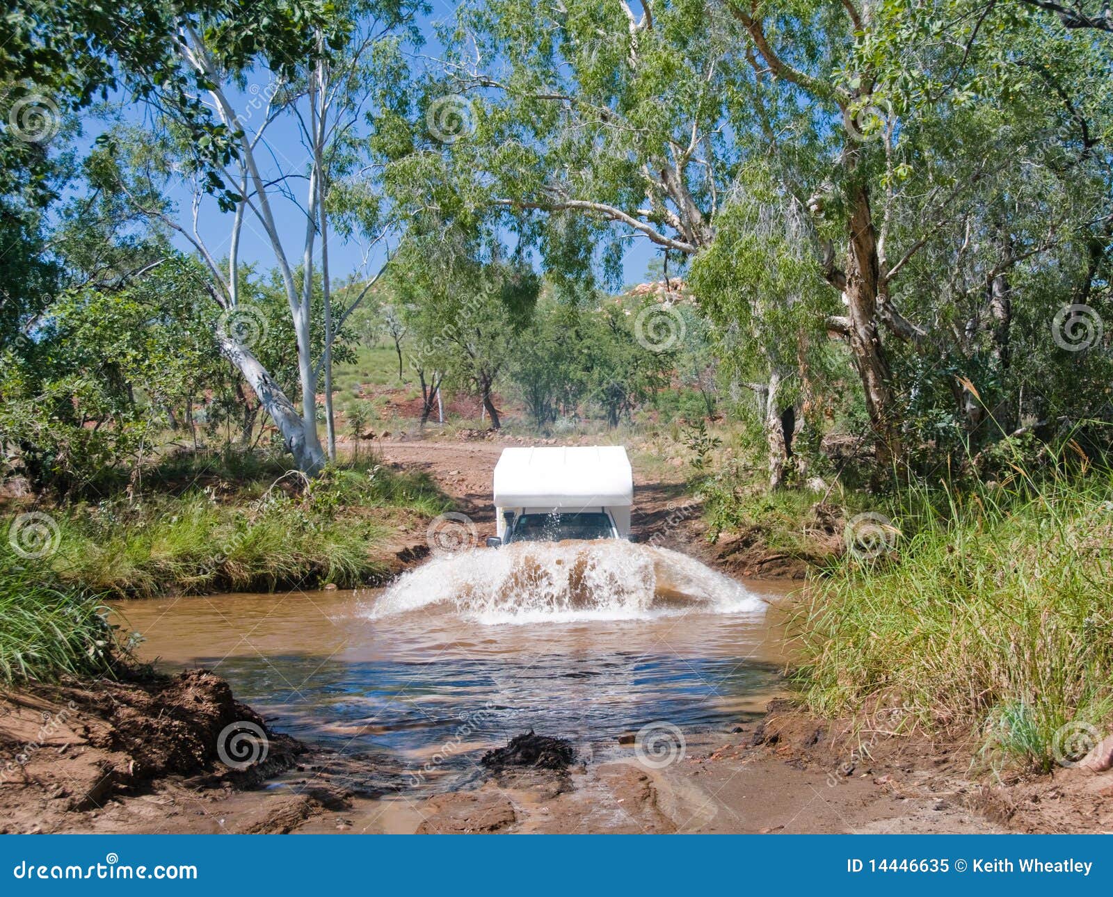 Campervan Crossing River in Australia Stock Image - Image of crossing ...