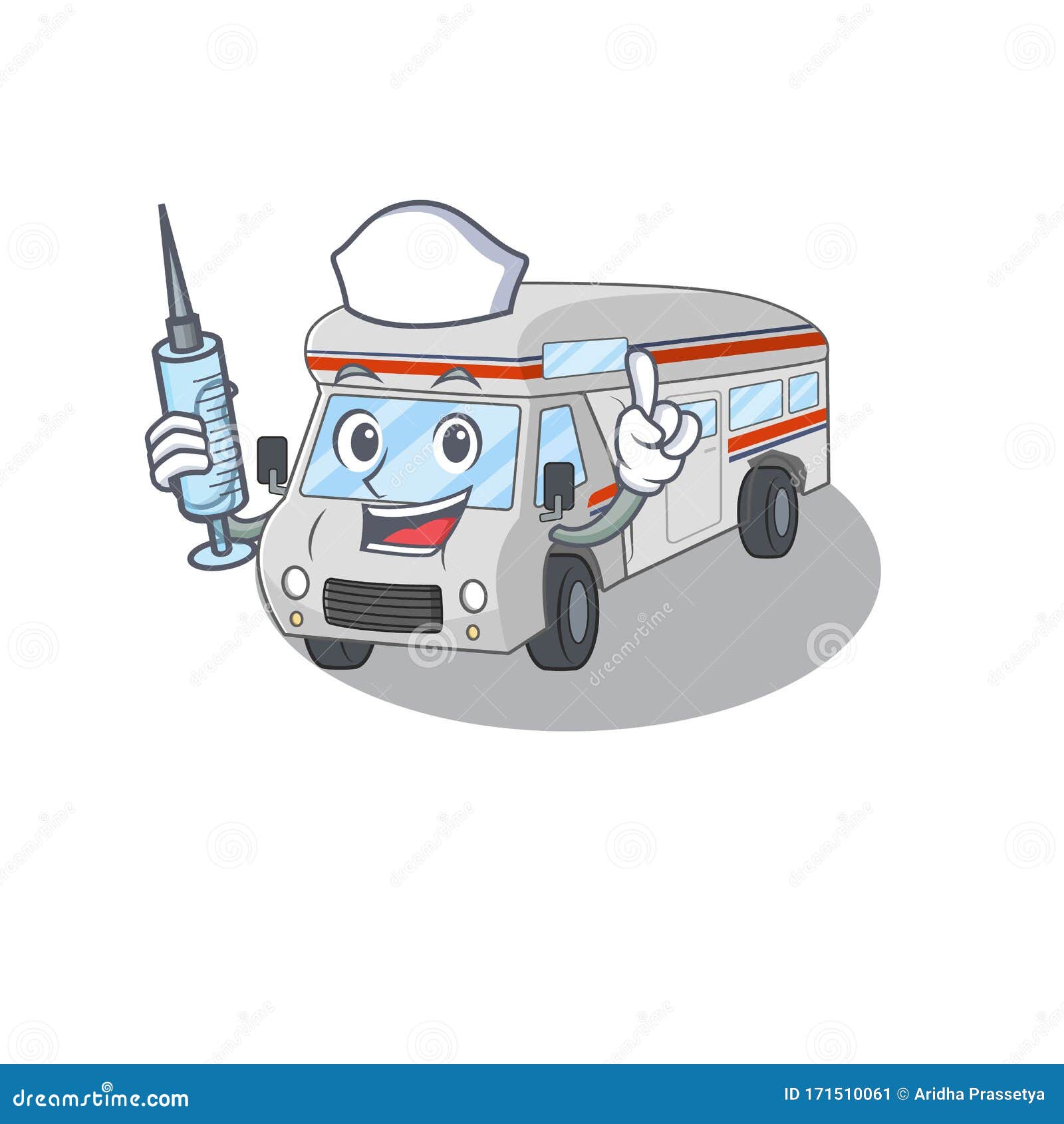 A Campervan Hospitable Nurse Character With A Syringe Cartoon Vector ...