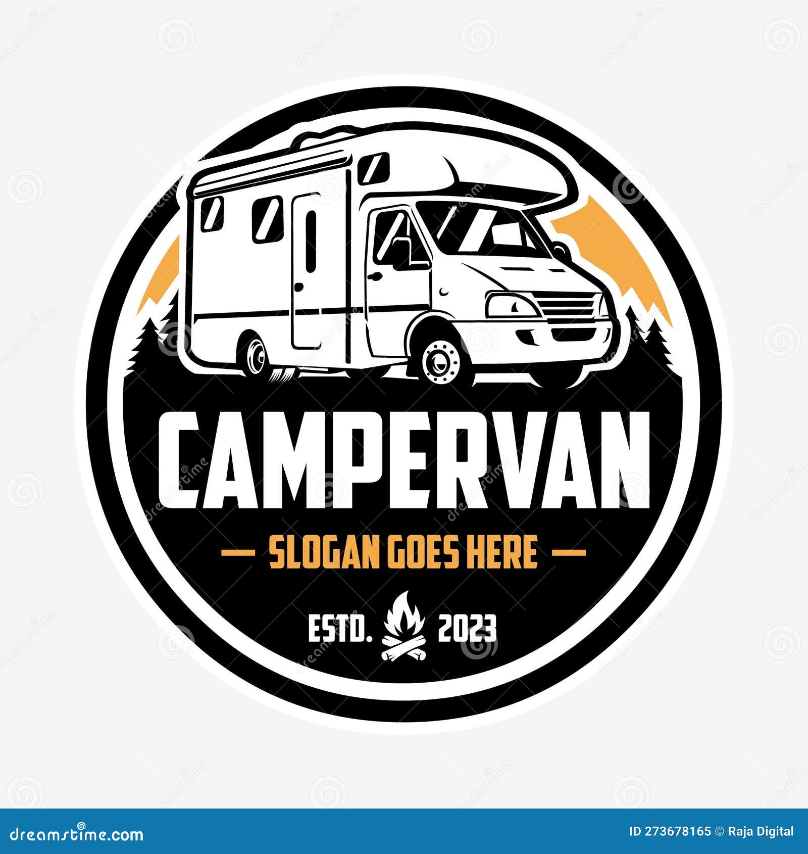 Campervan Motorhome Caravan Emblem Logo Vector Design Template Isolated ...