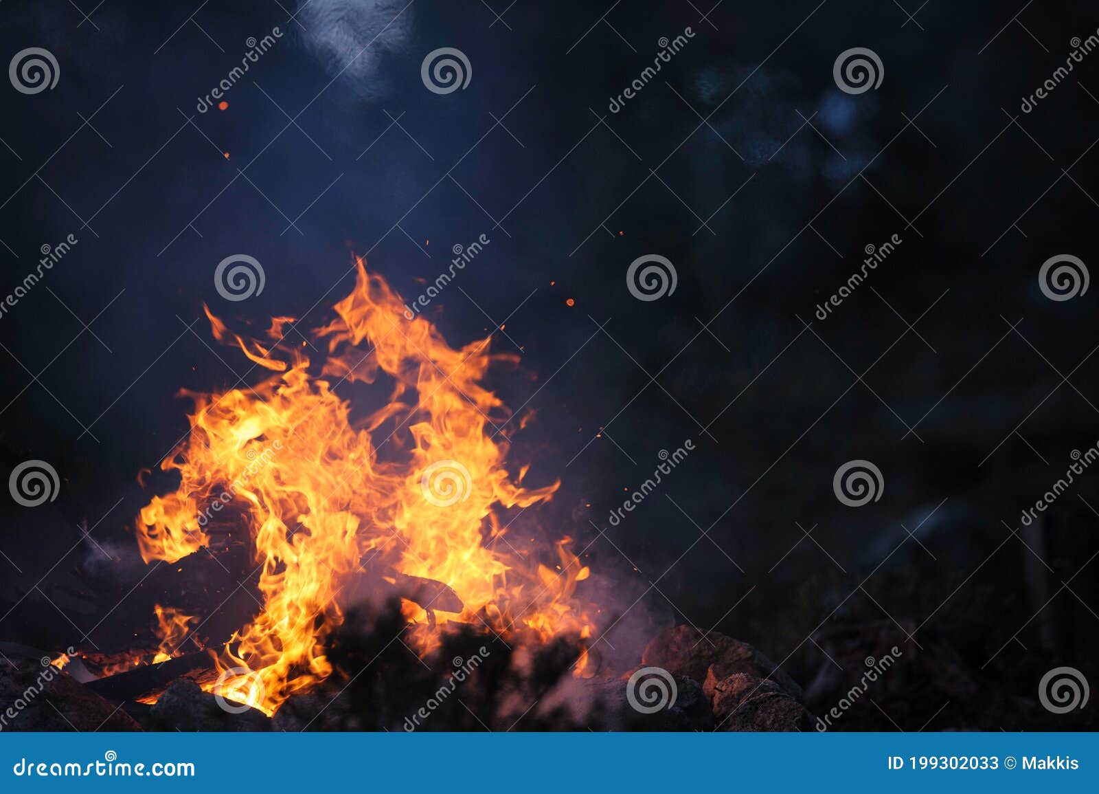 Campfire in the Dark Evening Stock Image - Image of fire, abstract ...