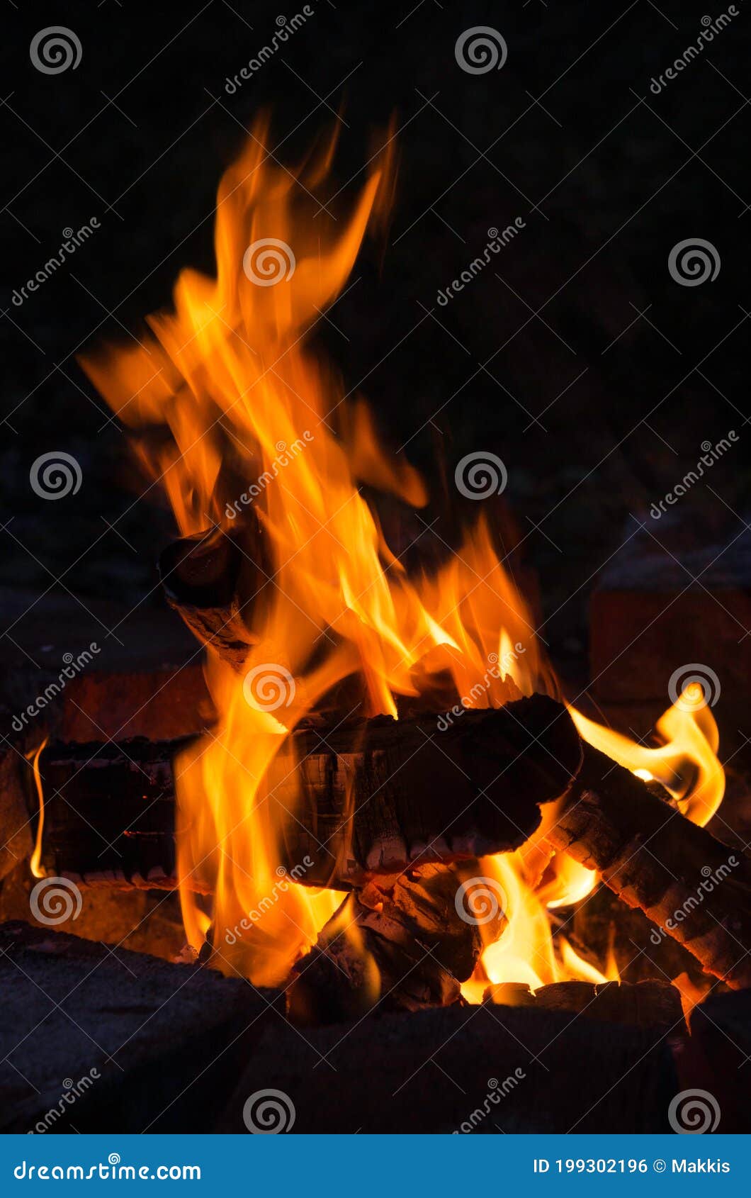 Campfire in the Dark Evening Stock Photo - Image of backgrounds ...