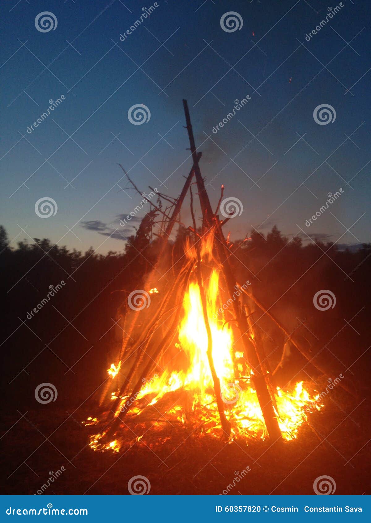 Campfire stock photo. Image of evening, night, field - 60357820