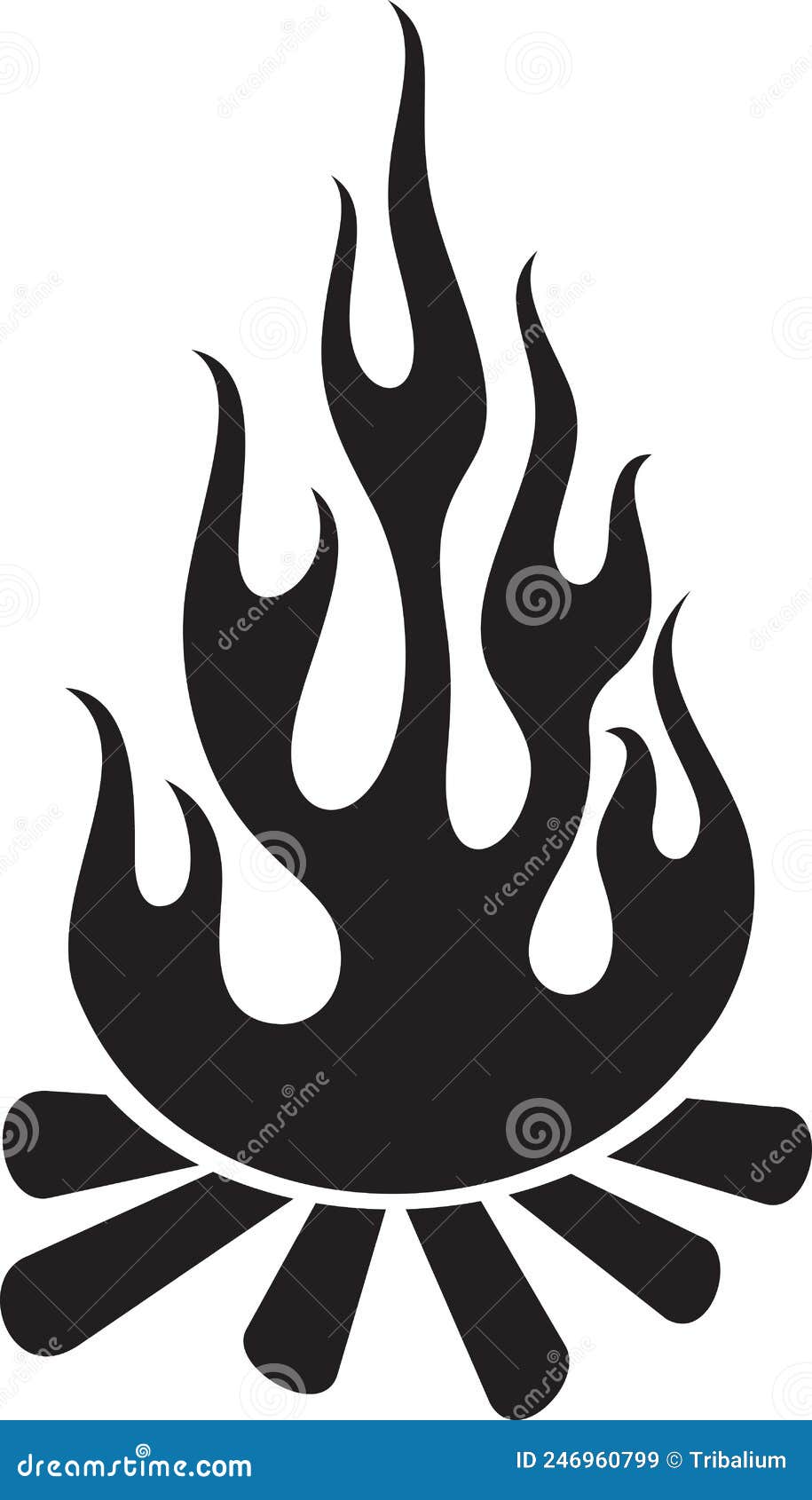 Campfire Black and White Vector Stock Vector - Illustration of element ...