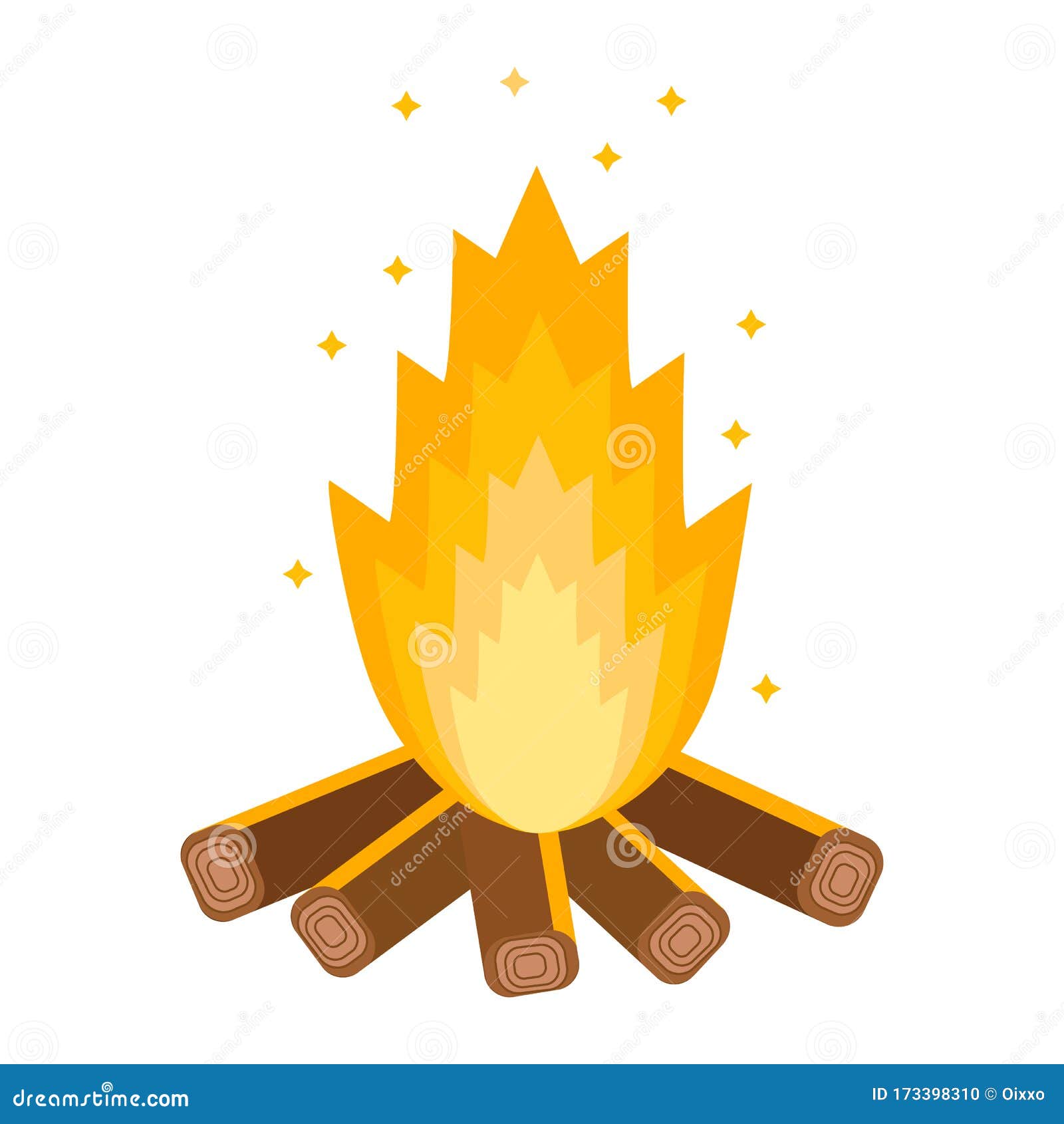 Campfire Bonfire Vector Image. Fire and Flame Isolated Symbol. Simple ...