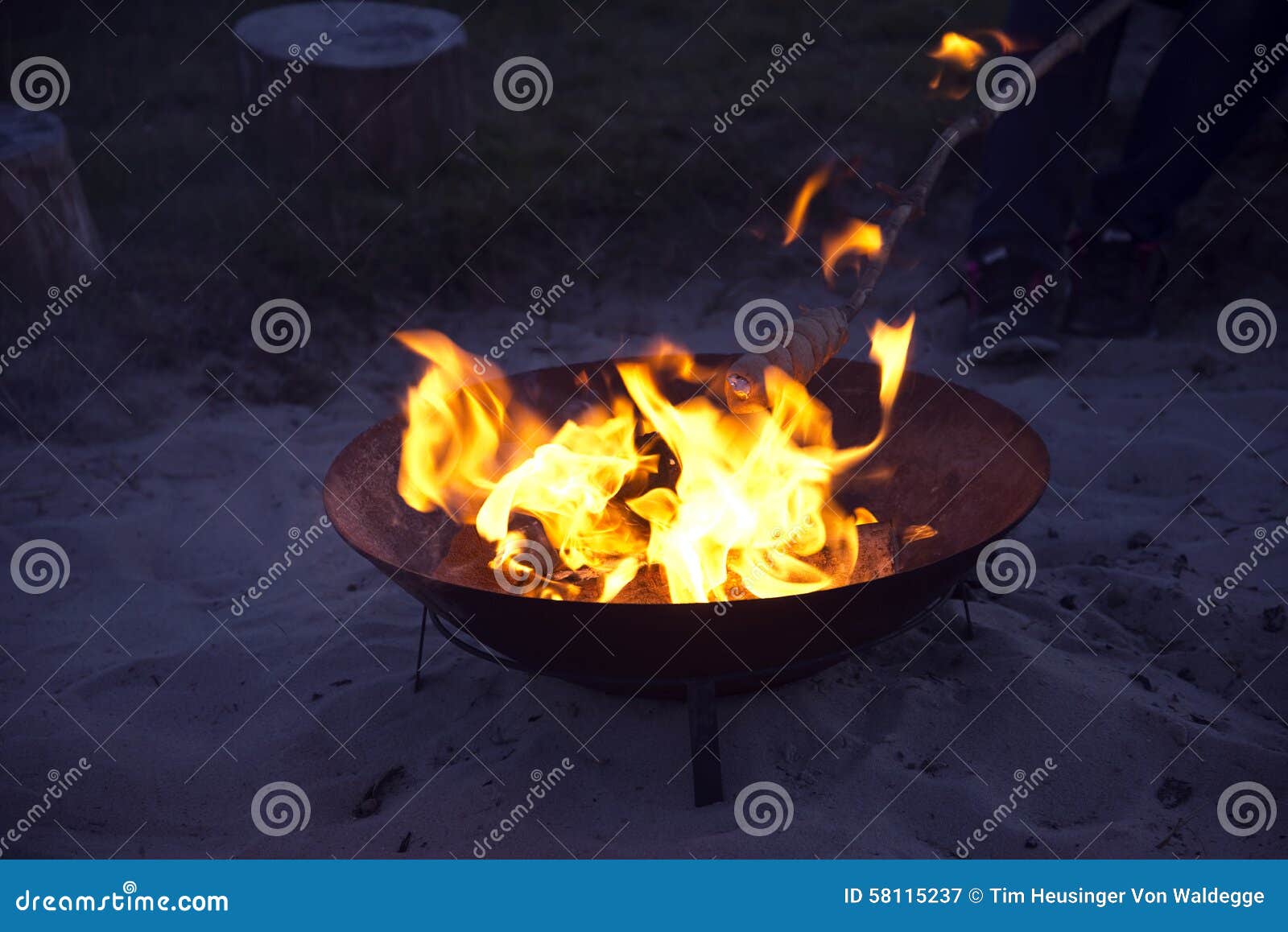 Campfire Bread Over Open Fire Stock Image - Image of evening, fire ...