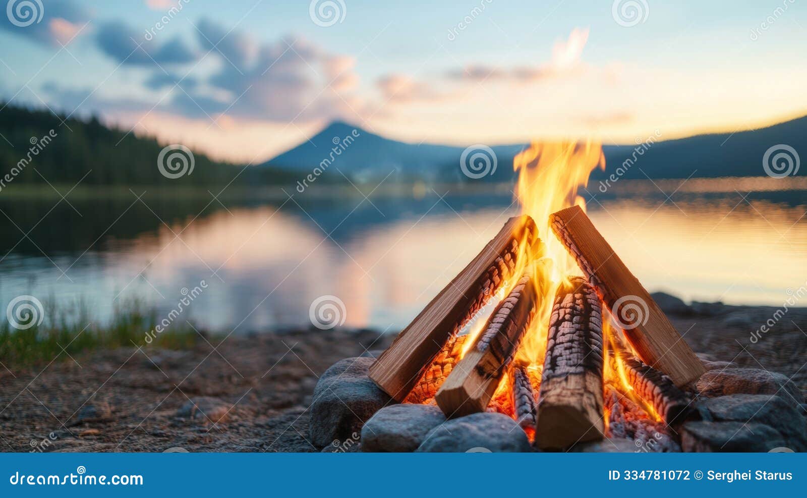 Campfire On Rock Formation Overlooking Pyramid Lake, Nevada With Lake ...