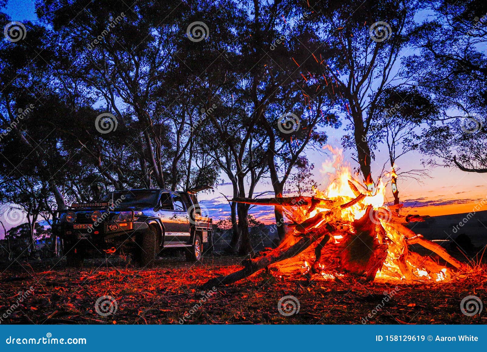 Campfire editorial stock image. Image of australia, sunset - 158129619