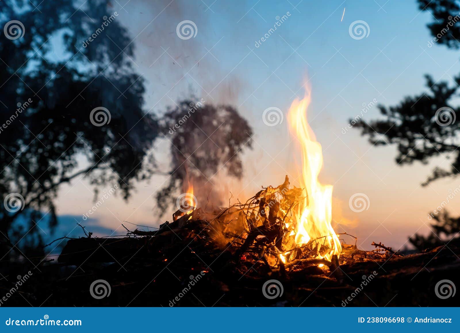 Campfire on a Cliff by the Rock Stock Photo - Image of camp, heat ...
