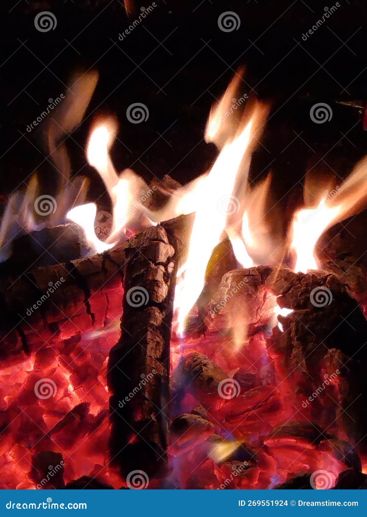 Campfire Closeup of Flames and Red-hot Coals Stock Photo - Image of ...