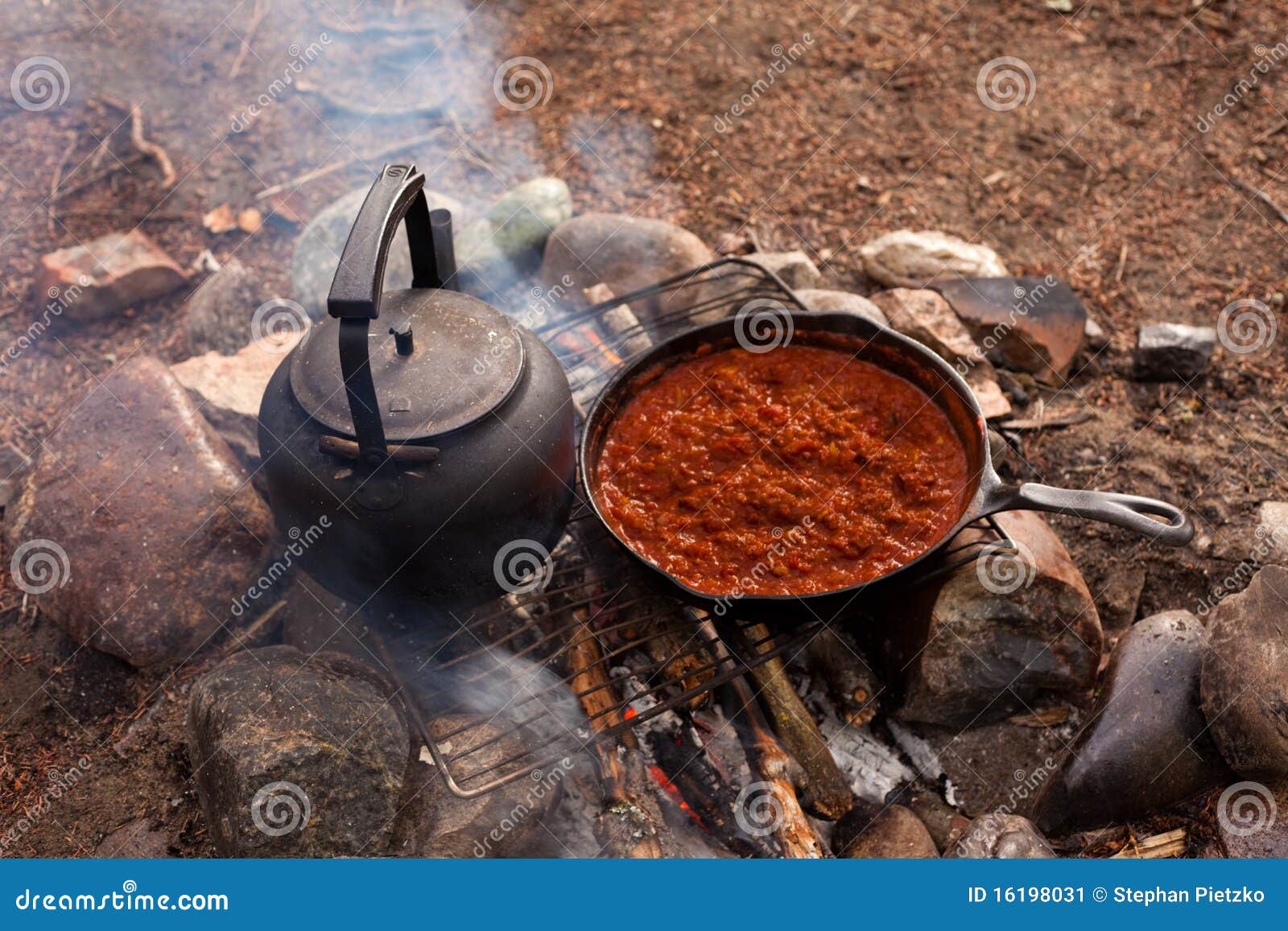 Campfire Cooking stock image. Image of campfire, food - 16198031