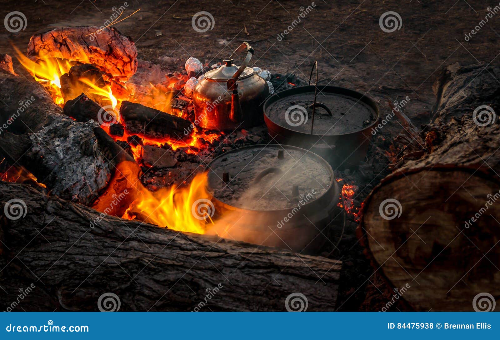 Campfire stock photo. Image of meal, food, campfire, orange - 84475938