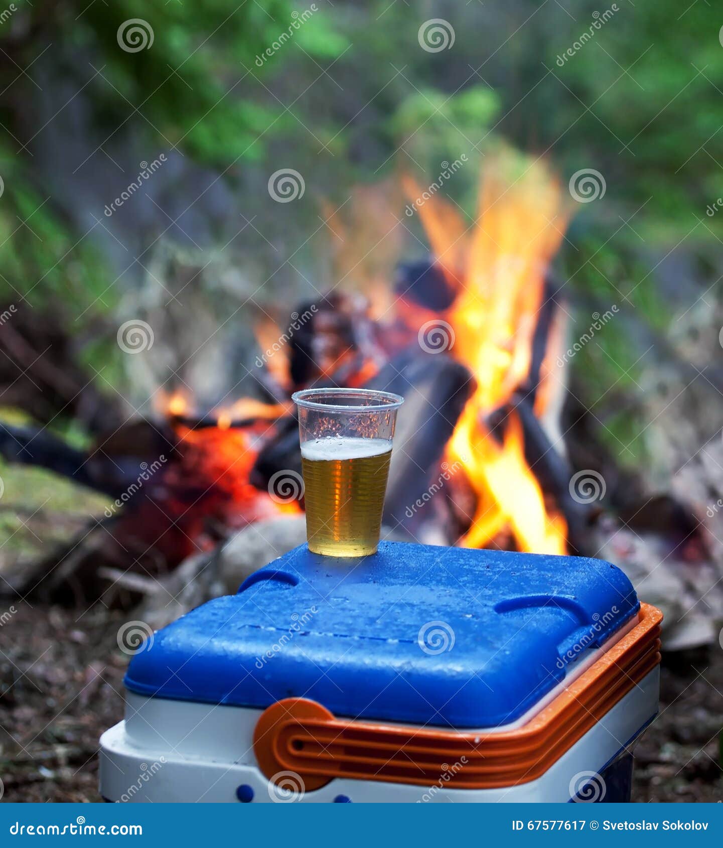 Campfire and of beer stock image. Image of bottles, outdoor - 67577617