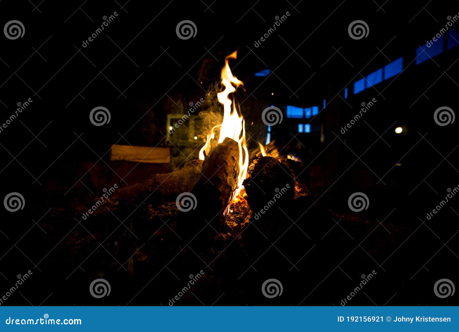 Campfire in the dark stock image. Image of environment - 192156921