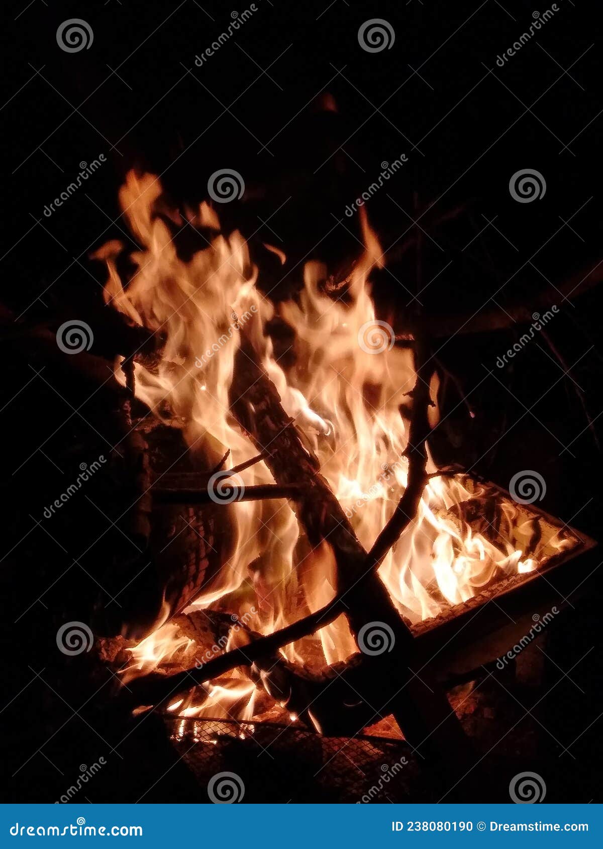 Campfire in the dark stock photo. Image of font, dark - 238080190