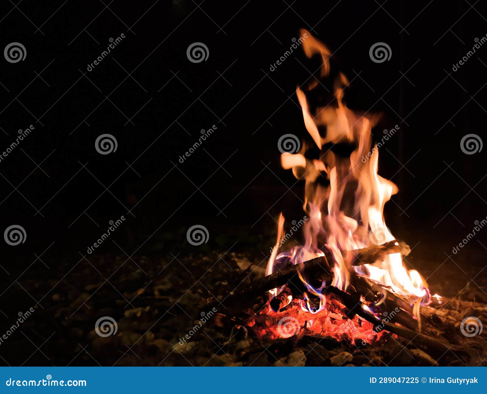 Campfire in the dark stock image. Image of darkness - 289047225