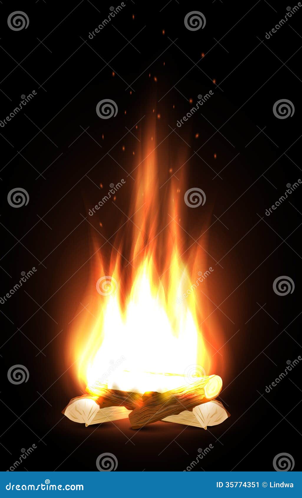 Campfire in dark stock vector. Illustration of outdoor - 35774351