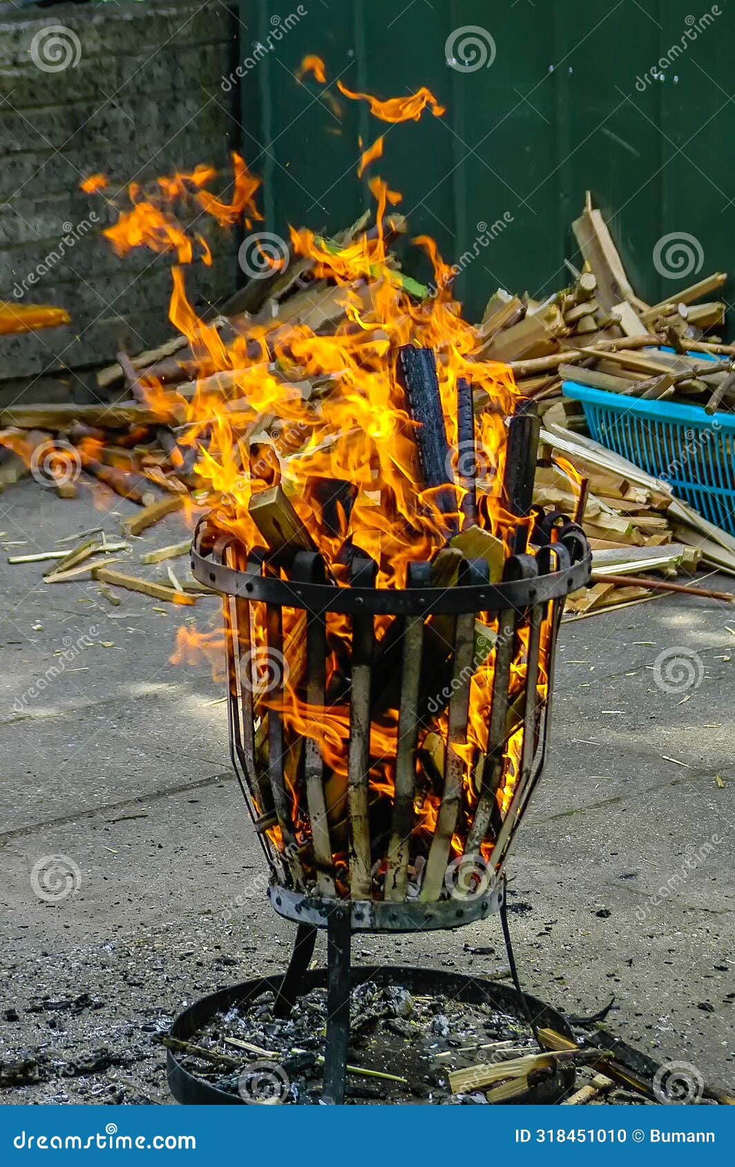 At the Campfire - Fireplace with Logs, Fire and Flame Stock Photo ...
