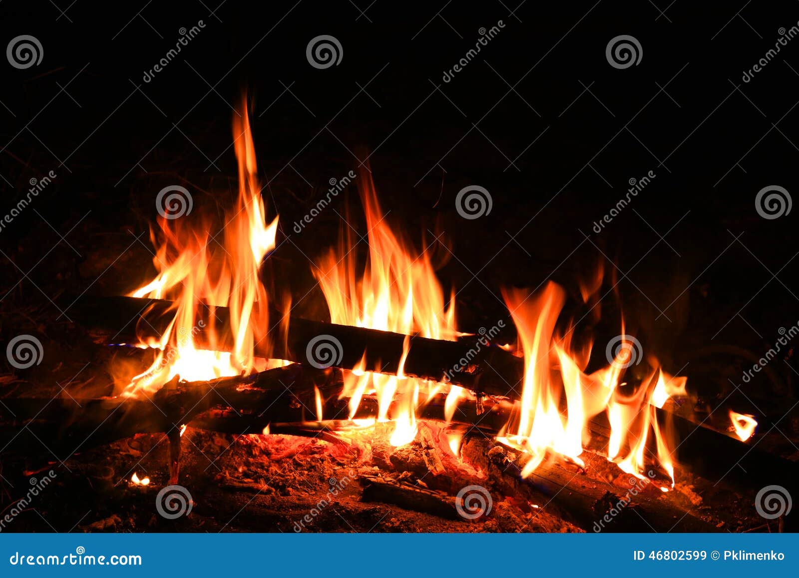 Campfire in fireplace stock image. Image of active, bright - 46802599