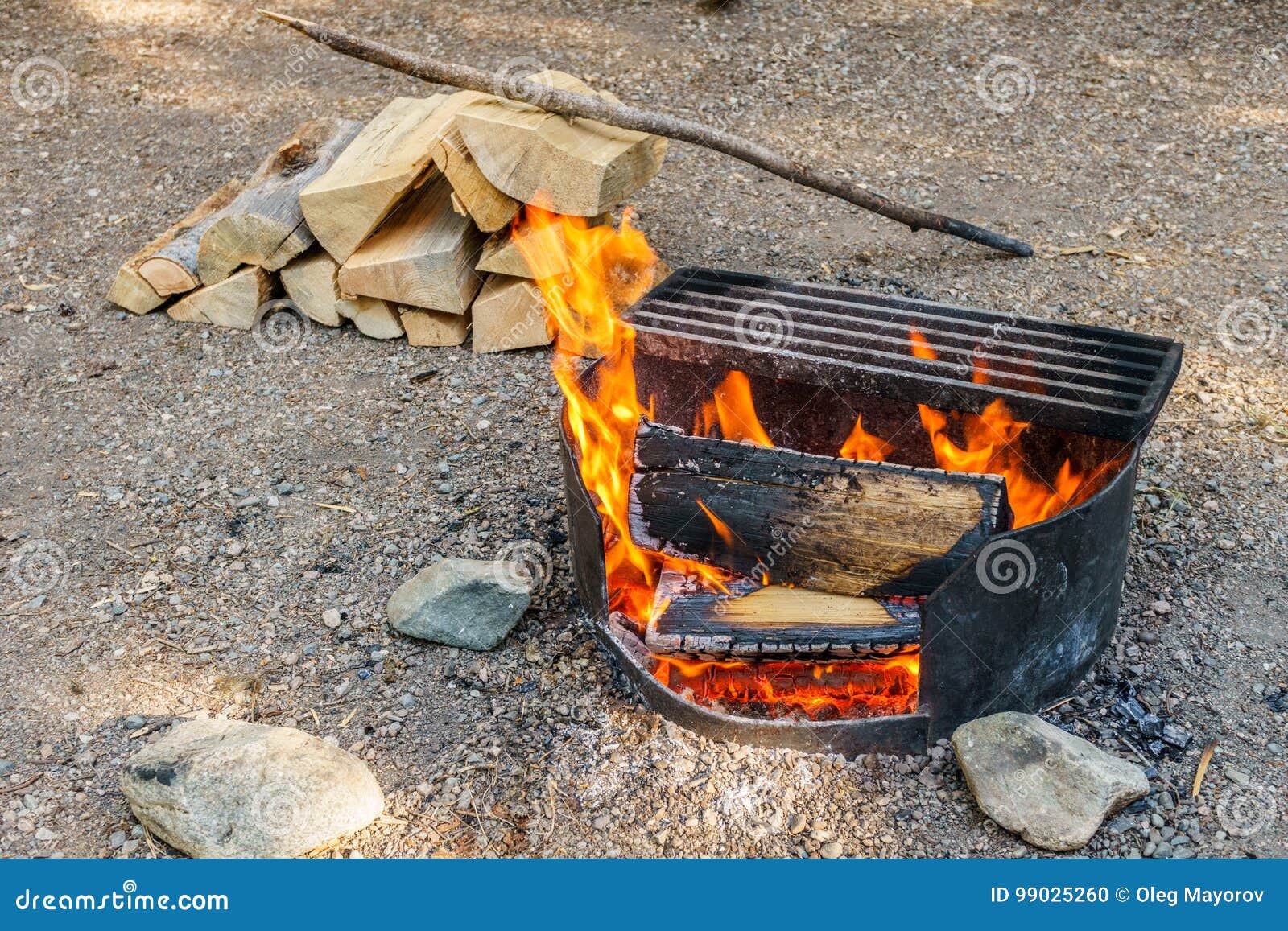 Campfire and Firewood at Camping Site in the Forest British Columbia ...