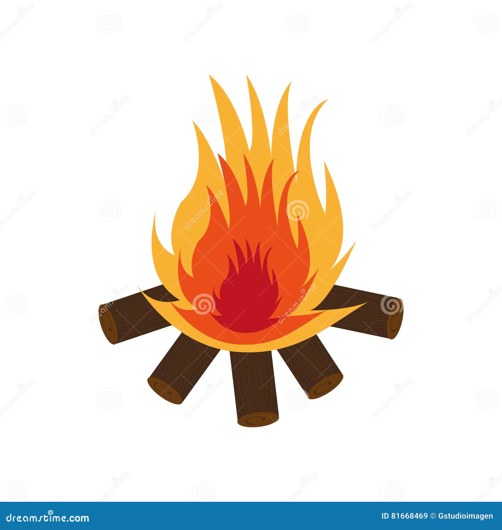 Campfire Flame Isolated Icon Stock Vector - Illustration of ignite ...