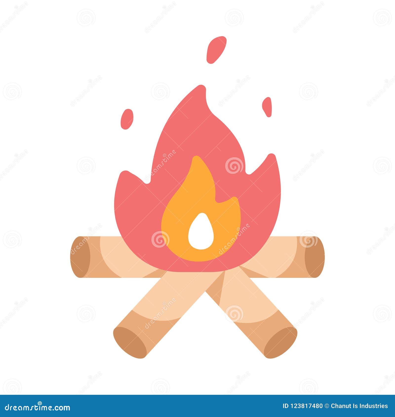 Campfire flat illustration stock vector. Illustration of outdoor ...