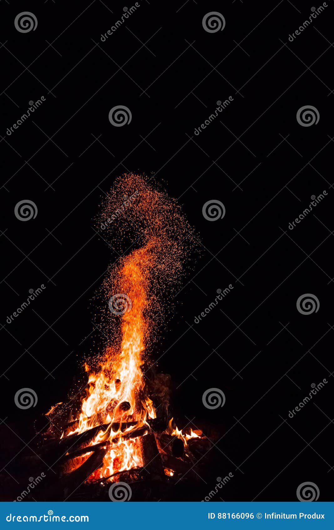Campfire with Flying Sparks Stock Photo - Image of burning, black: 88166096