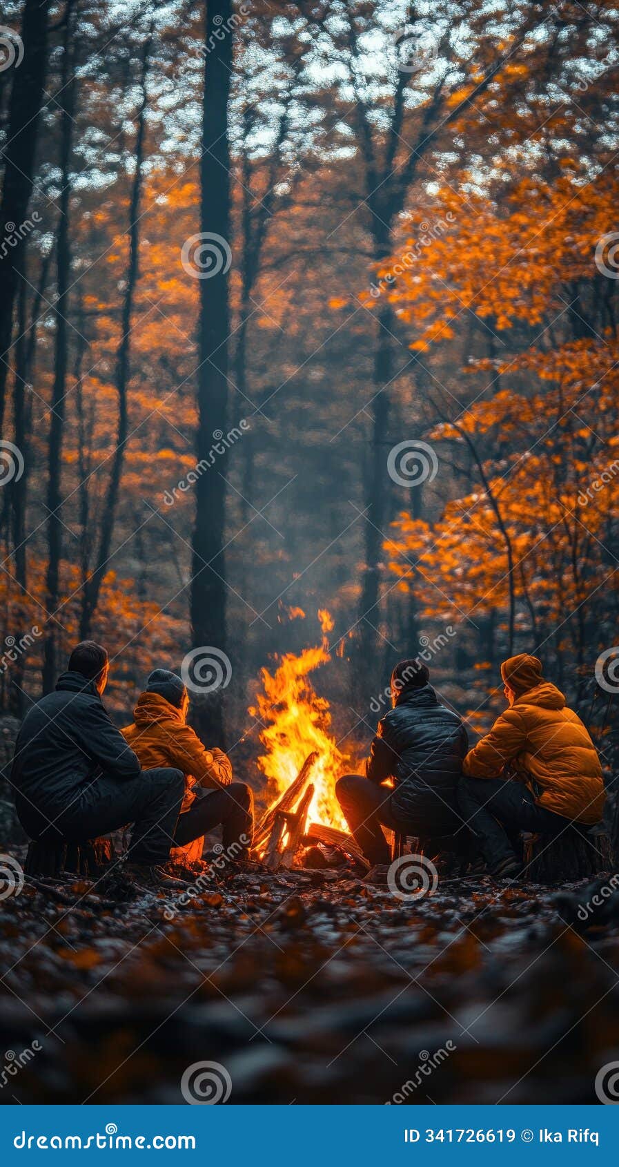 Campfire in the Forest - Autumn Landscape Photography Stock ...