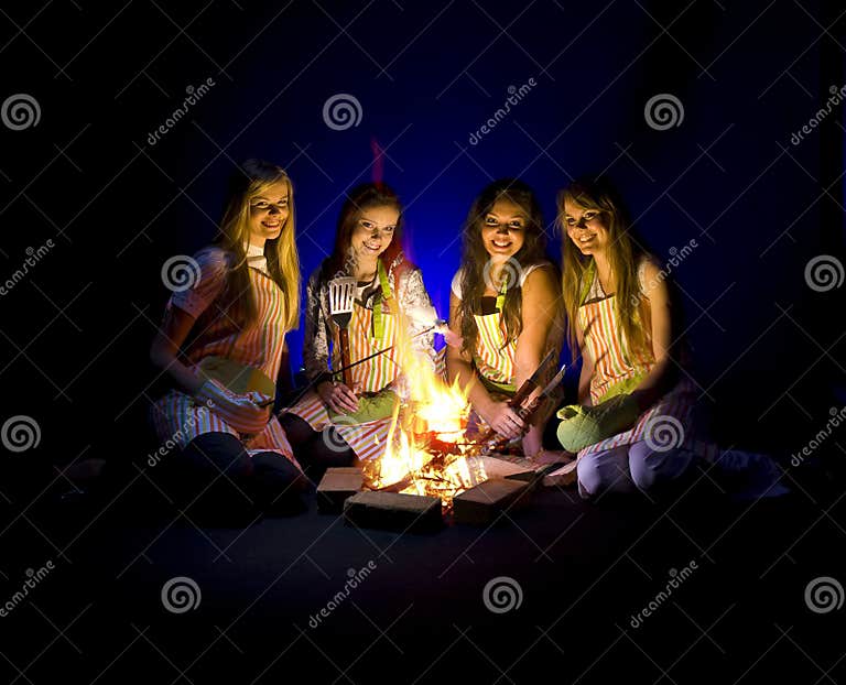 Campfire Girls stock photo. Image of group, outdoors - 10265956