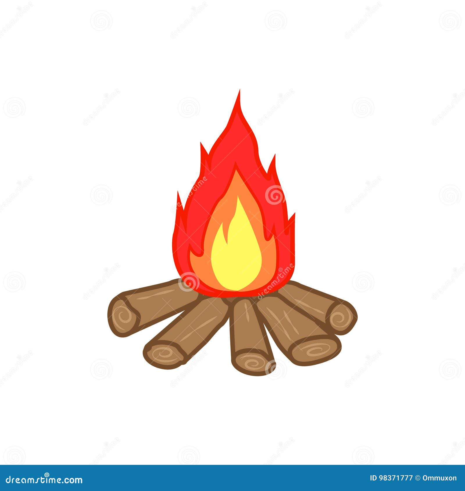 Flat color campfire icon stock illustration. Illustration of danger ...