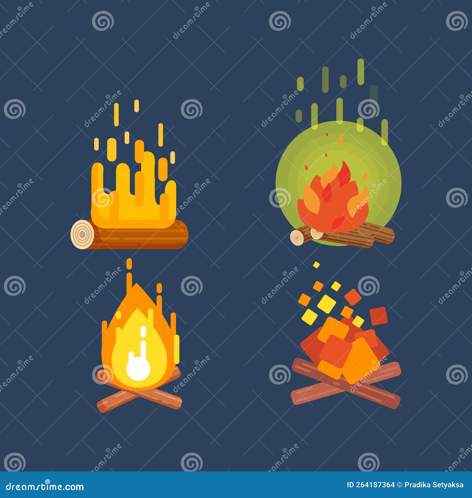 Campfire Icon Collection Set Vector in Abstract Style on Dark ...