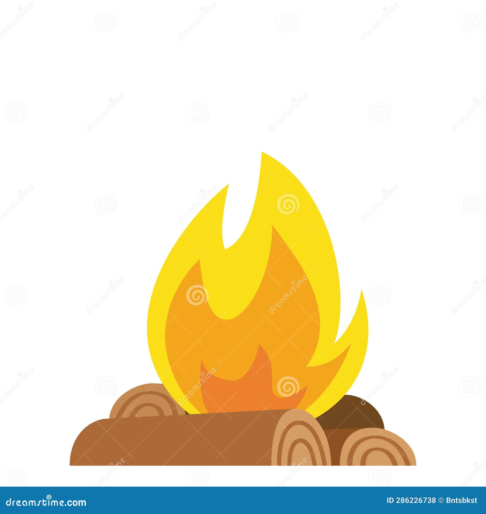 Campfire Icon. Crossed Logs and Fire Flame in Flat Style Stock Vector ...