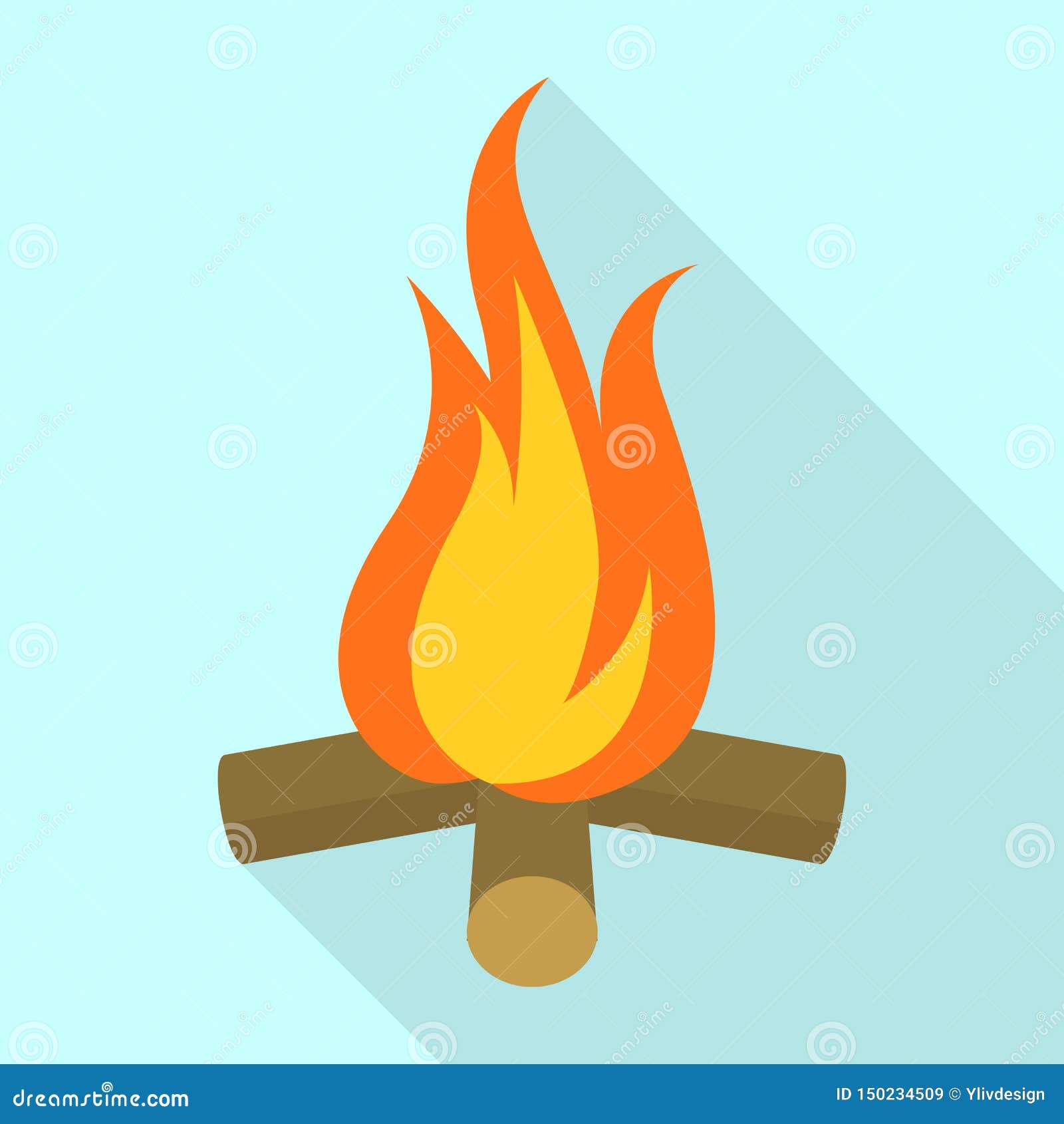 Campfire icon, flat style stock vector. Illustration of nature - 150234509